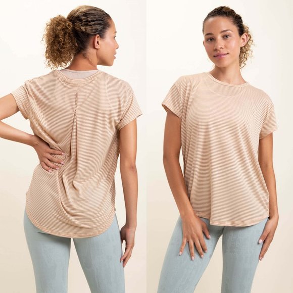 Mono B | Tops | Scarlett Sheer Striped Mesh Tee | Poshmark